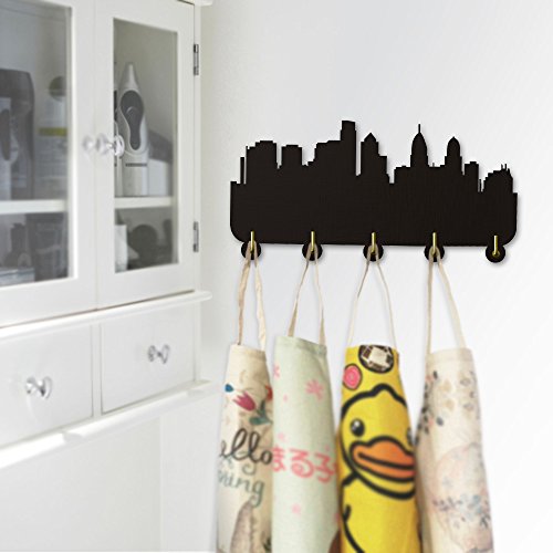 The Geeky Days America Philadelphia Skyline Tourist Attraction Modern Decor Wall Hooks Clothes Coat Robe Hooks Towel Hooks Keys Holder Bedroom Bathroom Hanger