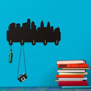 The Geeky Days America Philadelphia Skyline Tourist Attraction Modern Decor Wall Hooks Clothes Coat Robe Hooks Towel Hooks Keys Holder Bedroom Bathroom Hanger