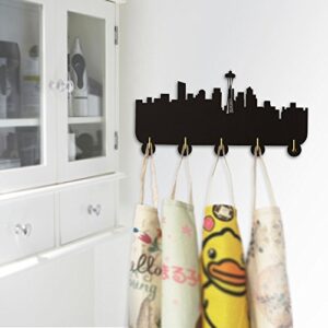 the geeky days america seattle skyline tourist attraction wall hooks coat hanger household decor modern wall decor bedroom bathroom door clothes robe towel hooks