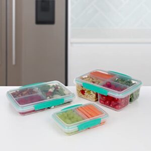 Sistema To Go Multi Split Food Storage Container, Clear with Coloured Clips, 820 ml