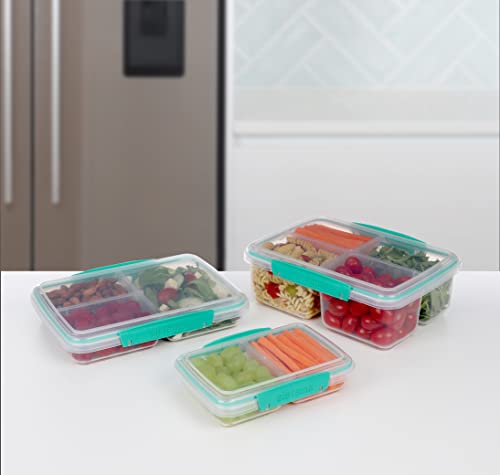 Sistema To Go Multi Split Food Storage Container, Clear with Coloured Clips, 820 ml