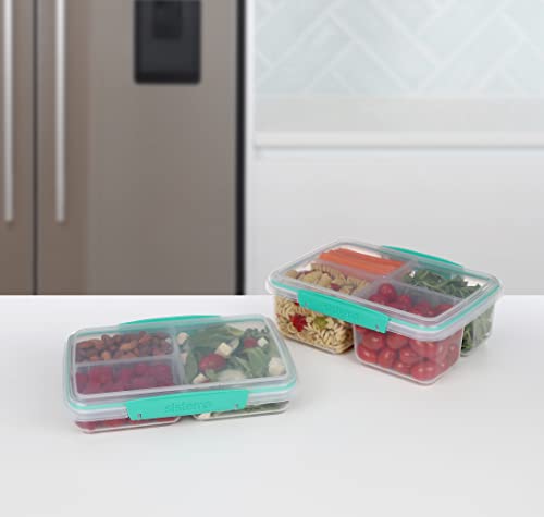 Sistema To Go Multi Split Food Storage Container, Clear with Coloured Clips, 820 ml