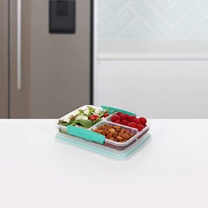 Sistema To Go Multi Split Food Storage Container, Clear with Coloured Clips, 820 ml