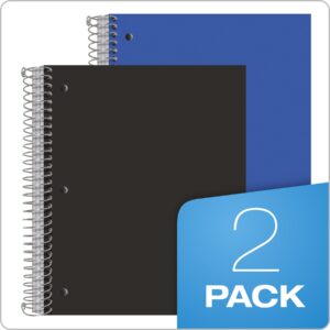 Oxford Spiral Notebooks, 3-Subject, Wide Ruled Paper, Durable Plastic Cover, 150 Sheets, 3 Divider Pockets, 2 per Pack (10385)