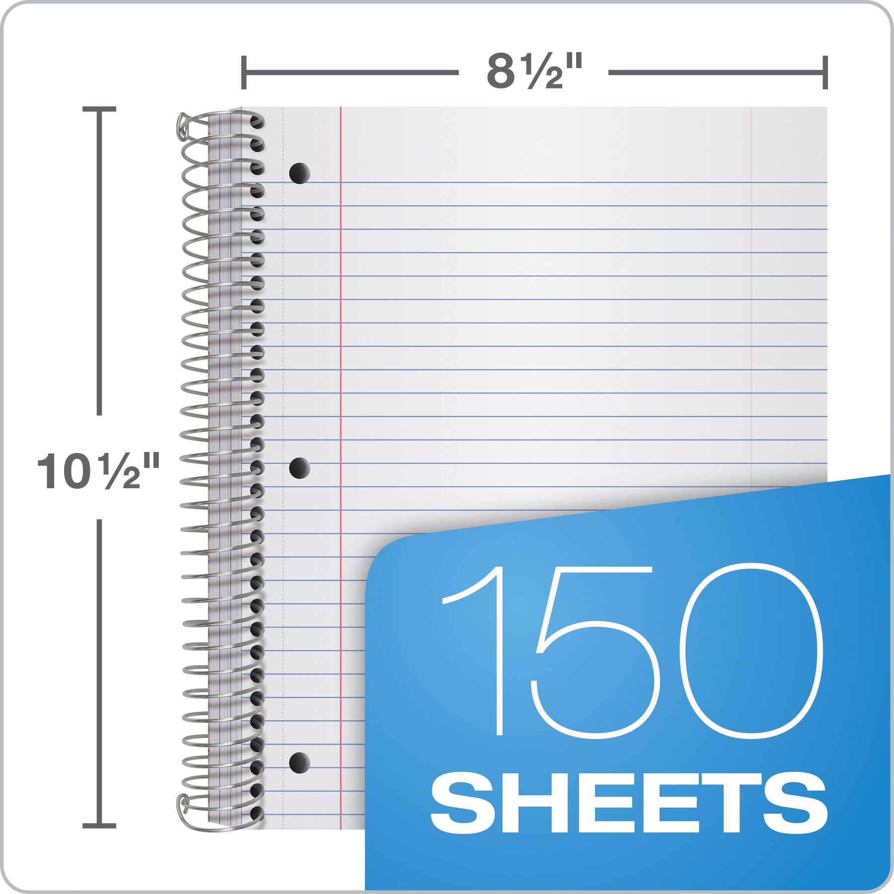 Oxford Spiral Notebooks, 3-Subject, Wide Ruled Paper, Durable Plastic Cover, 150 Sheets, 3 Divider Pockets, 2 per Pack (10385)