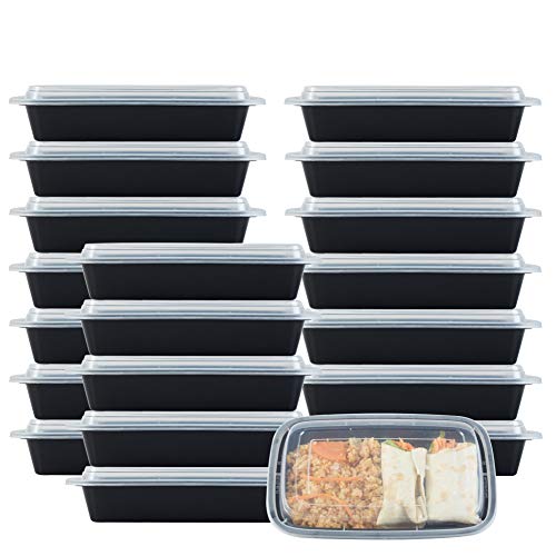 NutriBox 28 OZ [20 value pack] Meal Prep Plastic Food Storage Containers 1 Compartment with lids- BPA Free Reusable Lunch Bento Box - Microwave, Dishwasher and Freezer Safe, Portion Control