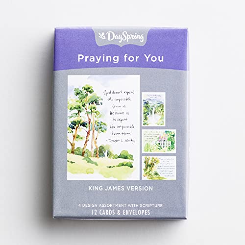 DaySpring - Praying for You - King James Version - Classic Quotes - 4 Design Assortment with Scripture (12 Boxed Cards and Envelopes) (81840)