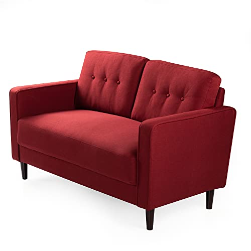 ZINUS Mikhail Loveseat Sofa / Ruby Red Sofa / Button Tufted Cushions / Easy, Tool-Free Assembly