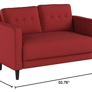 ZINUS Mikhail Loveseat Sofa / Ruby Red Sofa / Button Tufted Cushions / Easy, Tool-Free Assembly