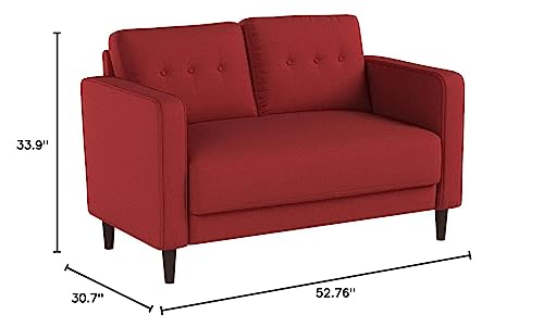 ZINUS Mikhail Loveseat Sofa / Ruby Red Sofa / Button Tufted Cushions / Easy, Tool-Free Assembly