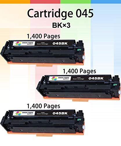 (Pack of 3) Compatible 045 045H Toner Cartridge Canon045 CRG-045 CRG-045H (3xBlack, 1,400 Page Yield) for use in Laser Printer Color imageCLASS MF632CDW MF634CDW imageCLASS LBP612CW, Sold by GTS