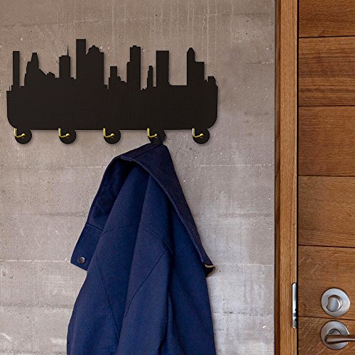 The Geeky Days America Houston Skyline Home Decor Wall Art Wall Hooks Clothes Coat Hats Hooks City Landscape Bedroom Living Room Decor Towel Robe Hooks