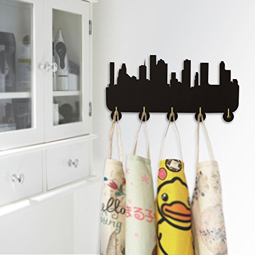 The Geeky Days America Houston Skyline Home Decor Wall Art Wall Hooks Clothes Coat Hats Hooks City Landscape Bedroom Living Room Decor Towel Robe Hooks