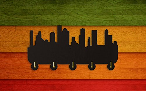 The Geeky Days America Houston Skyline Home Decor Wall Art Wall Hooks Clothes Coat Hats Hooks City Landscape Bedroom Living Room Decor Towel Robe Hooks