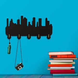 The Geeky Days America Houston Skyline Home Decor Wall Art Wall Hooks Clothes Coat Hats Hooks City Landscape Bedroom Living Room Decor Towel Robe Hooks