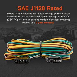 ONLINE LED STORE 4 Pin Flat Trailer Light Wiring Harness Kit [Wishbone-Style] [SAE J1128 Rated] [25' Male & 4' Female] [18 AWG Color Coded Wires] 4 Way Flat 5 Wire Harness for Utility Boat Lights Kits