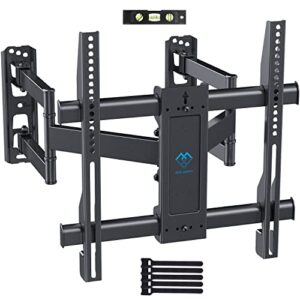 corner tv wall mount bracket tilts, swivels, extends, full motion articulating tv mount for 26-60 inch led, lcd flat curved screen tvs, holds up to 99 lbs, vesa 400x400, heavy duty tv bracket pscmf1