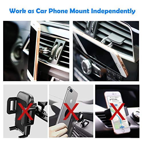 Phone Ring Holder Stand, 3 in 1 Universal Phone Car Vent Mount and Finger Grip Phone Holder Compatible with All iPhone, Samsung Galaxy & Smartphones