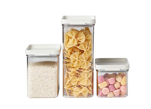 MEPAL, OMNIA 3 Piece Food Storage Box Set for Cereal or Pasta with 3 Lids, Airtight, BPA Free, White, 1 Set