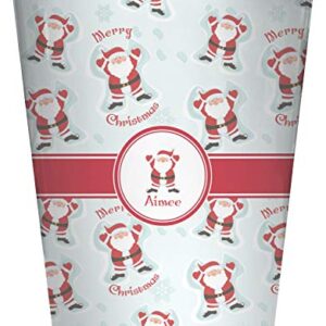 RNK Shops Santa Clause Making Snow Angels Waste Basket - Double Sided (White) w/Name or Text