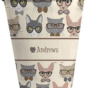 RNK Shops Hipster Cats Waste Basket - Double Sided (Black) (Personalized)