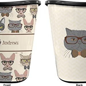 RNK Shops Hipster Cats Waste Basket - Double Sided (Black) (Personalized)