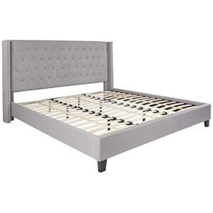 flash furniture riverdale king size tufted upholstered platform bed in light gray fabric