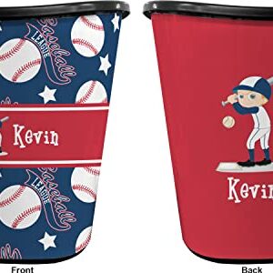 RNK Shops Baseball Waste Basket - Double Sided (Black) (Personalized)