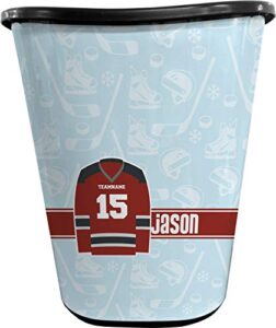 rnk shops hockey waste basket - double sided (black) (personalized)