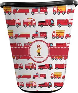 rnk shops firetrucks waste basket - double sided (black) (personalized)