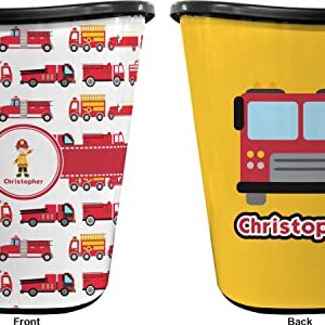 RNK Shops Firetrucks Waste Basket - Double Sided (Black) (Personalized)