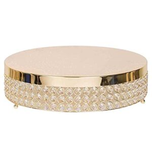 BalsaCircle 4-Inch Tall x 13.5-Inch Wide Gold Beaded Round Cake Stand - Wedding Birthday Party Display Dessert Riser Pedestal Cen