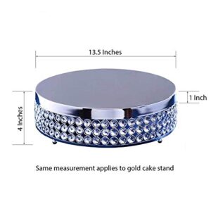 BalsaCircle 4-Inch Tall x 13.5-Inch Wide Gold Beaded Round Cake Stand - Wedding Birthday Party Display Dessert Riser Pedestal Cen