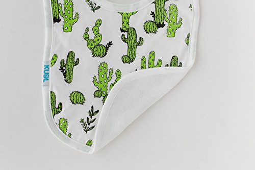 KUDL Baby Bibs Large Burpy Cloth 4 Pack Gift Set Soft Absorbent Feeding Reflux Drool Teething Bibs, Adjustable Snap Buttons, Funny Designs for Boys & Girls - Desert