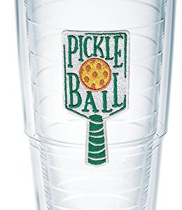 Tervis Plastic Pickleball Made in USA Double Walled Insulated Tumbler Cup Keeps Drinks Cold & Hot, 24oz, Clear