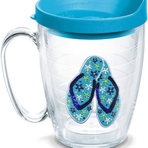 Tervis Sequins Flip Flops Made in USA Double Walled Insulated Tumbler Cup Keeps Drinks Cold & Hot, 16oz Mug, Clear