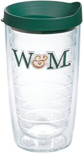 tervis made in usa double walled william & mary university tribe insulated tumbler cup keeps drinks cold & hot, 16oz, green and gold