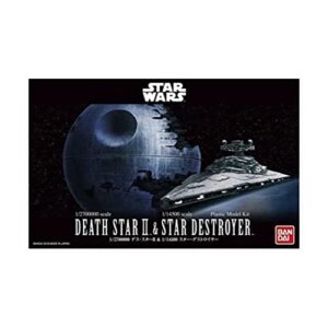 bandai star wars plastic model death star ii 1/2,700,000 & star destroyer 1/14,500 "star wars"