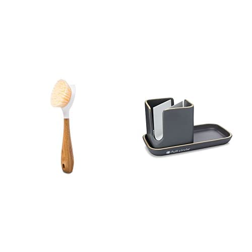 Full Circle Kitchen Sink Set - Ceramic Organizer with Be Good Dish Brush and In a Nutshell Scrubbing Sponges