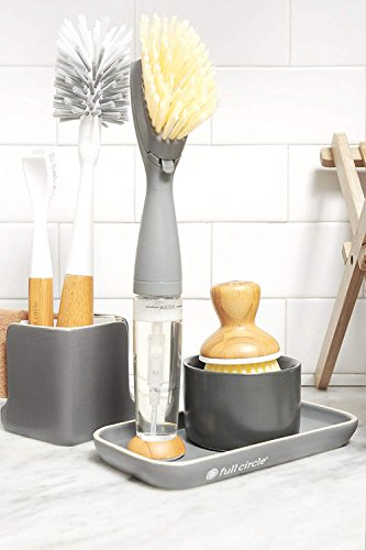 Full Circle Kitchen Sink Set - Ceramic Organizer with Be Good Dish Brush and In a Nutshell Scrubbing Sponges