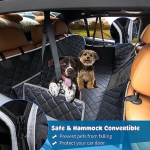 URPOWER 6-in-1 Dog Car Seat Cover for Back Seat, Waterproof Dog Car Hammock 40/60 Split Dog Seat Cover with Mesh Window and Side Flap Pets Car Seat Protector Dog Backseat Cover for Car, SUV, Truck