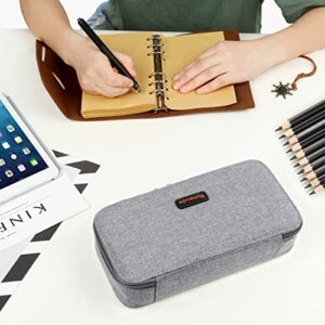 Homecube Pencil Case Big Capacity Pen Marker Holder Pouch Box Makeup Bag Oxford Cloth Large Storage Stationery Organizer with Zipper for School Office - Gray