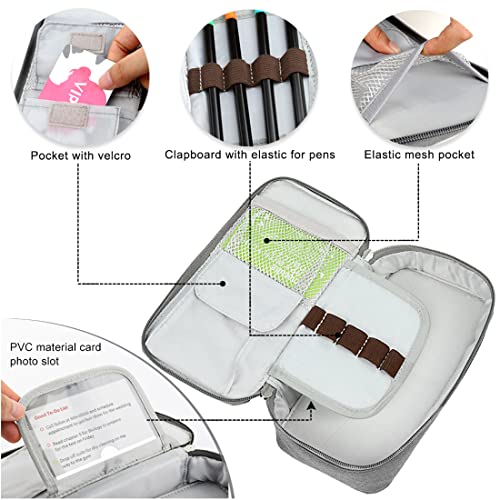 Homecube Pencil Case Big Capacity Pen Marker Holder Pouch Box Makeup Bag Oxford Cloth Large Storage Stationery Organizer with Zipper for School Office - Gray