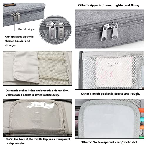 Homecube Pencil Case Big Capacity Pen Marker Holder Pouch Box Makeup Bag Oxford Cloth Large Storage Stationery Organizer with Zipper for School Office - Gray