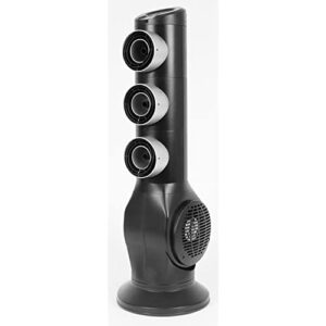 LifeSmart Texas Tornado 3 High Velocity Tower Fan with 3 Adjustable Air Ports, Oscillation, and Remote in Black