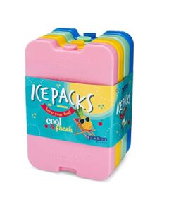 yumbox ice packs - set of 4 multi - cool pack, slim long-lasting ice packs - great for coolers or lunch box