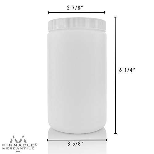 Pinnacle Mercantile Plastic Containers with Screw on Lids 32 oz Quart Hot or Cold Freezable Food Ice Cream Jars White BPA Free Set of 4