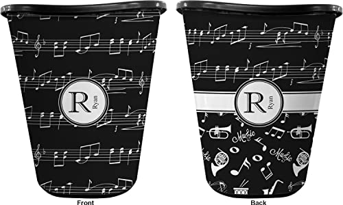 RNK Shops Musical Notes Waste Basket - Double Sided (Black) (Personalized)