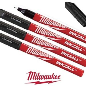 Milwaukee MHT48223164 INKZALLTM Ultra Fine Tip Pens Black (Pack 4)