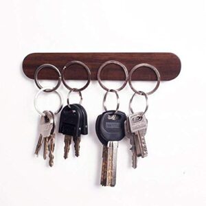 frjjthchy original wooden magnetic wall key holder decorative wood key chain ring rack (coffee)